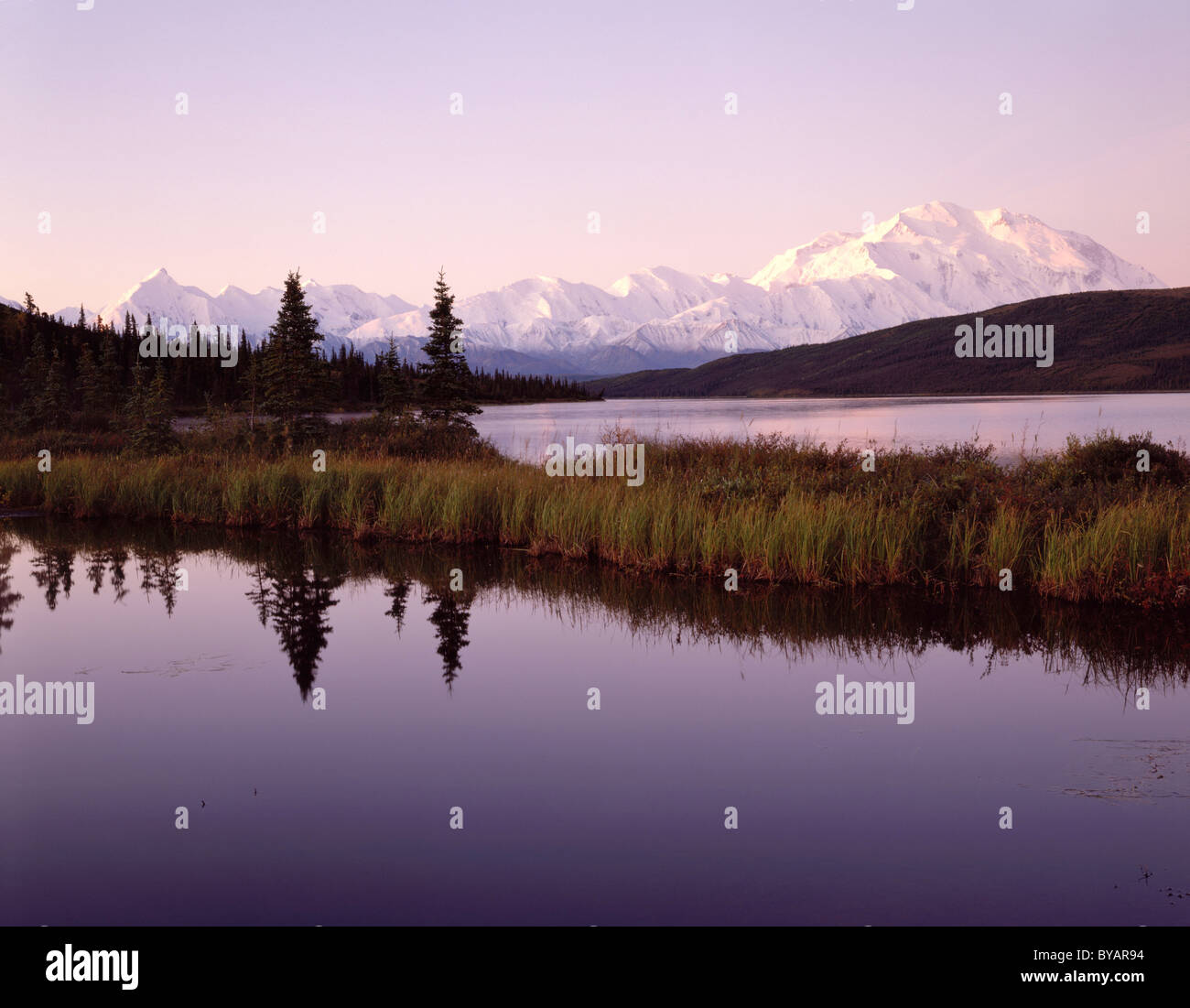 Sunrise, Wonder Lake, Reflection, Mount McKinley, Mt. McKinley, Denali ...