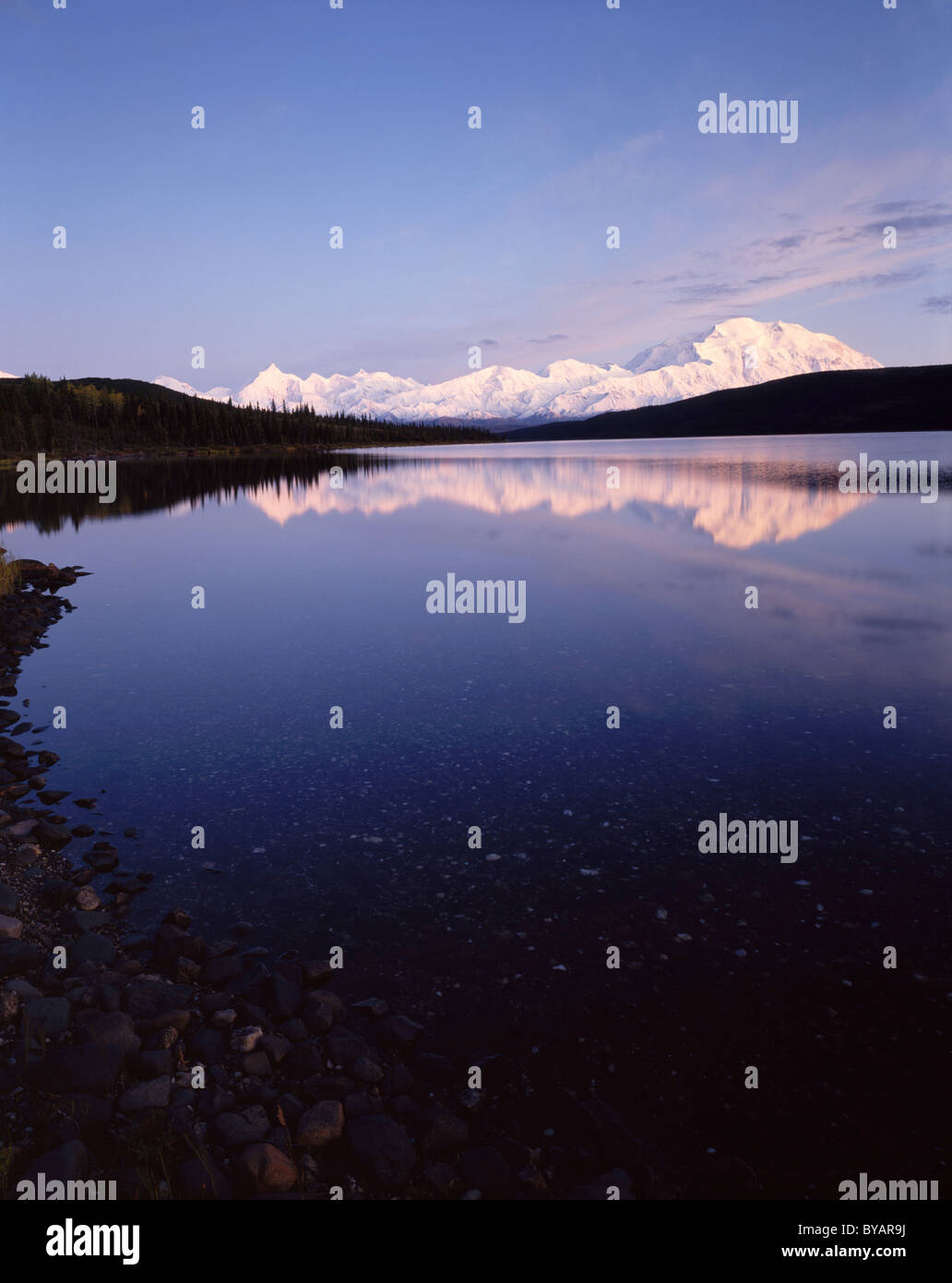 Sunset, Wonder Lake, Reflection, Mount McKinley, Mt. McKinley, Denali ...