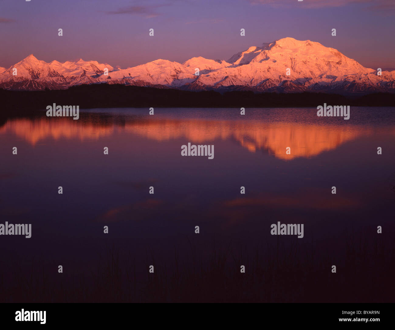Sunset, Wonder Lake, Reflection, Mount McKinley, Mt. McKinley, Denali ...