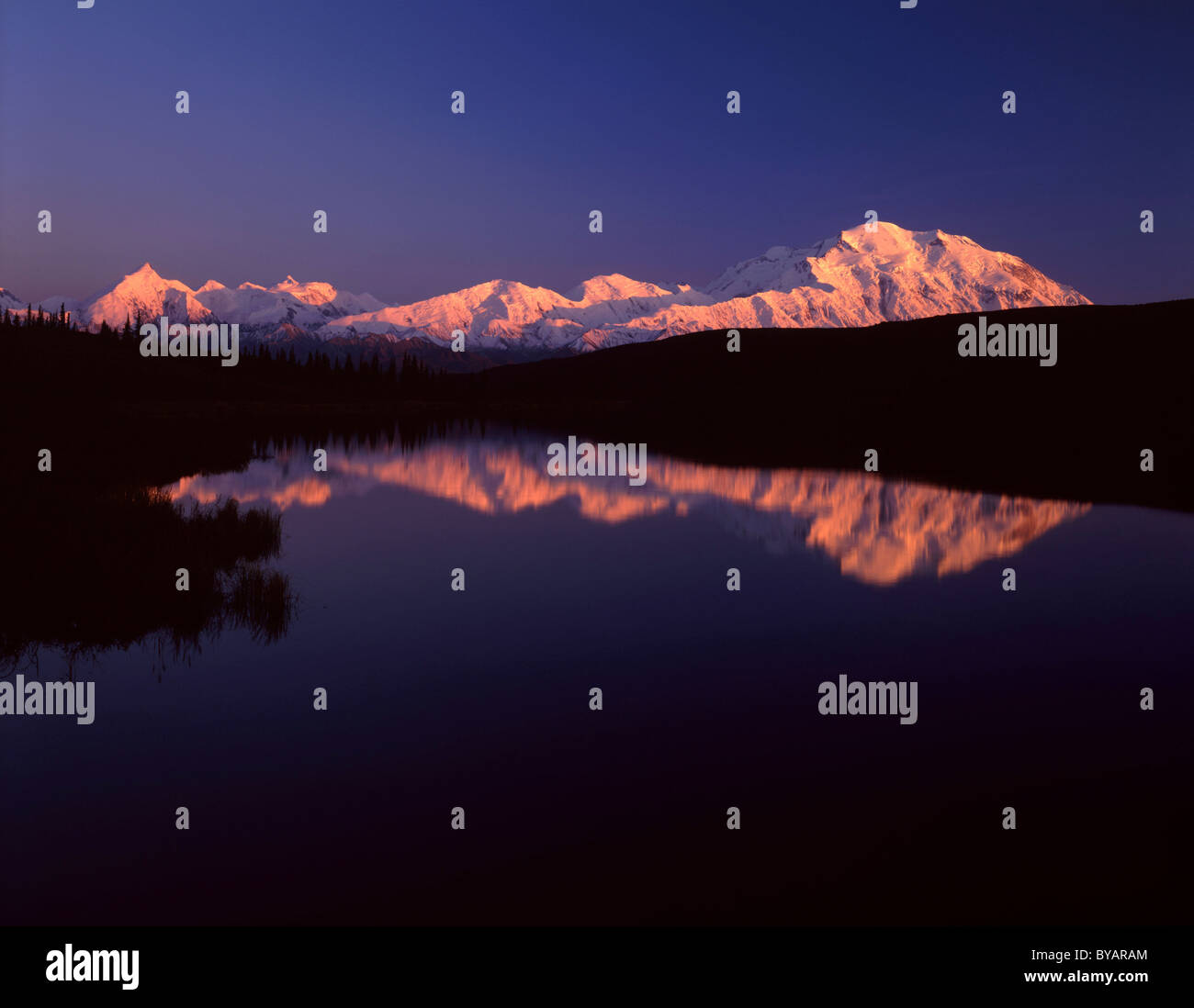 Sunset, Wonder Lake, Reflection, Mount McKinley, Mt. McKinley, Denali ...