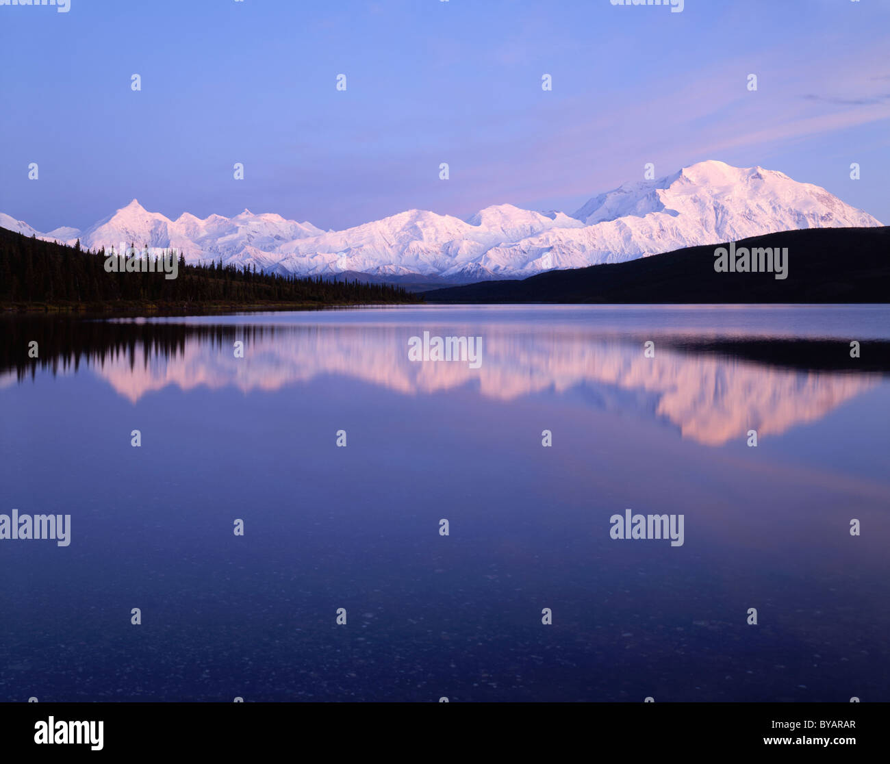 Sunset, Wonder Lake, Reflection, Mount McKinley, Mt. McKinley, Denali ...