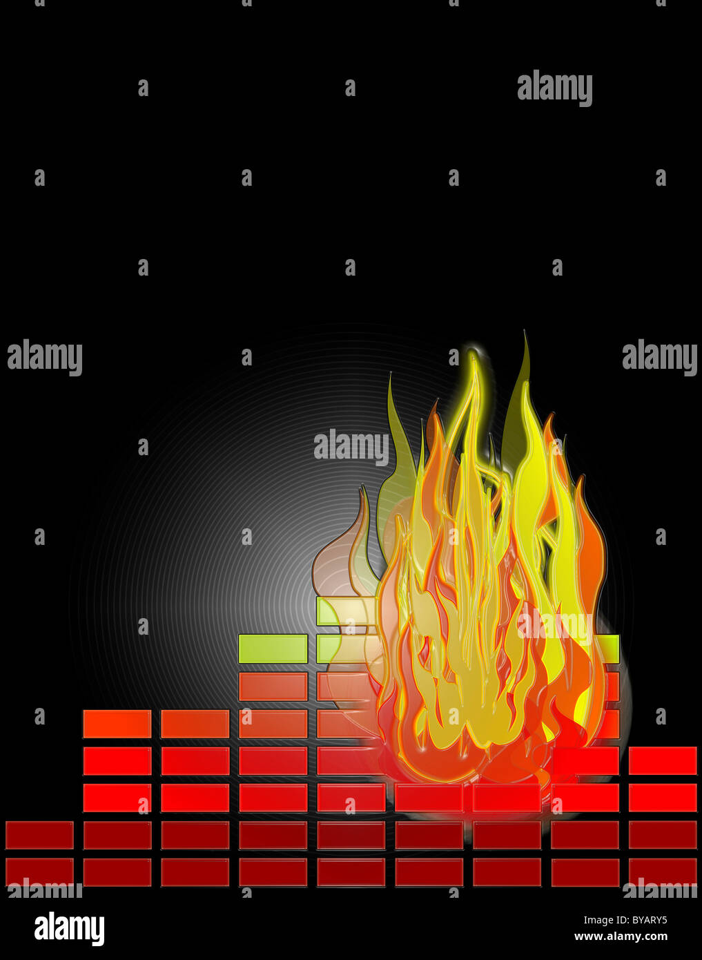 Equalizer on fire with plastic effect finish Stock Photo - Alamy