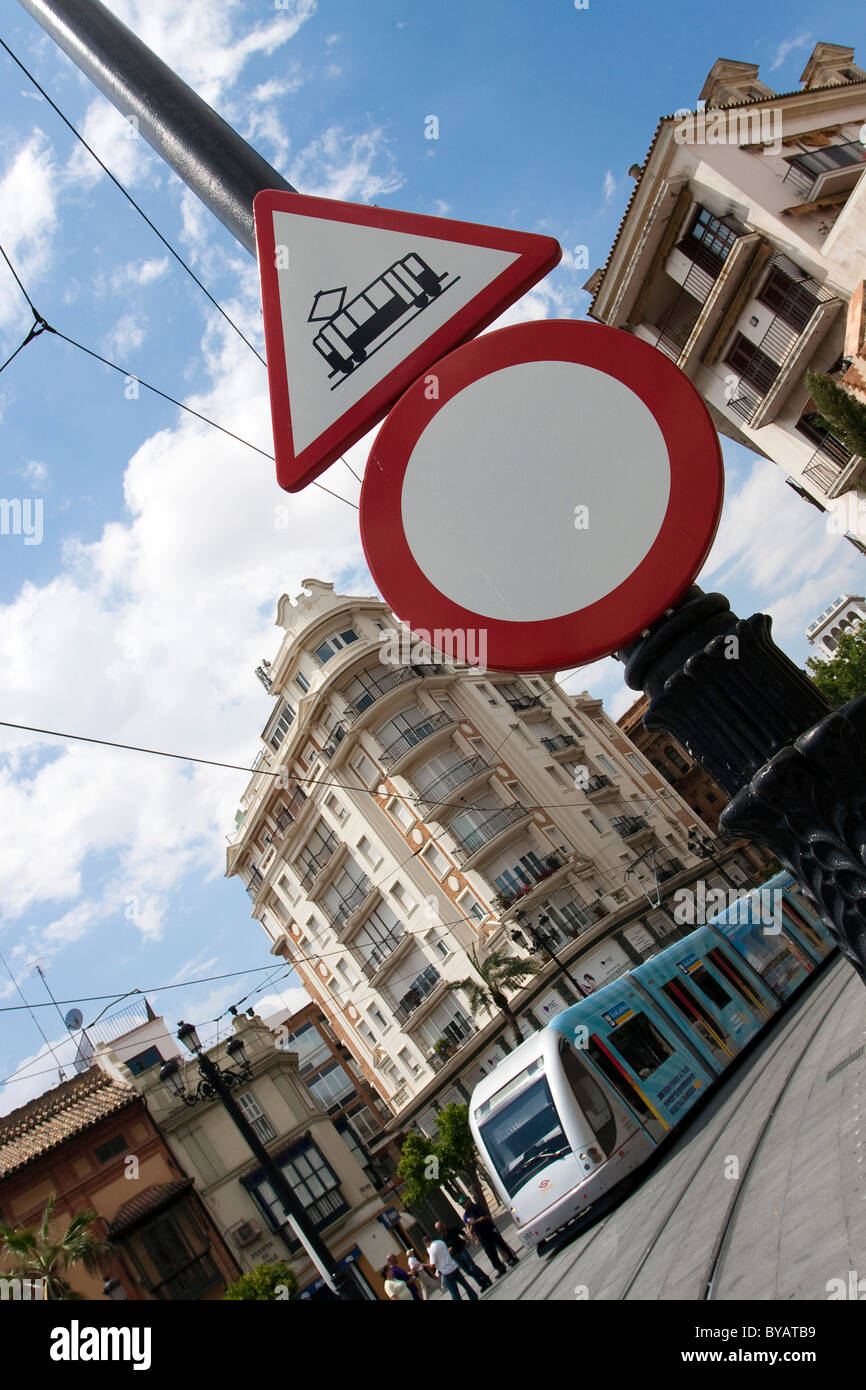 Traffic signs, Seville, Andalusia, Spain, Europe Stock Photo - Alamy