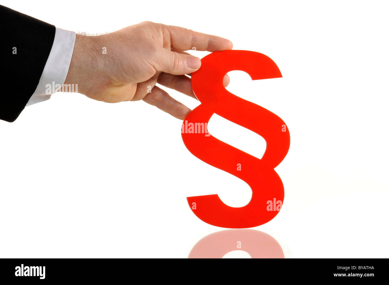 Business man's hand holding section sign, symbolic image Stock Photo ...