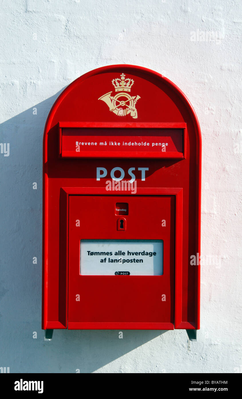 Red post box, Bornholm, Denmark, Europe Stock Photo - Alamy