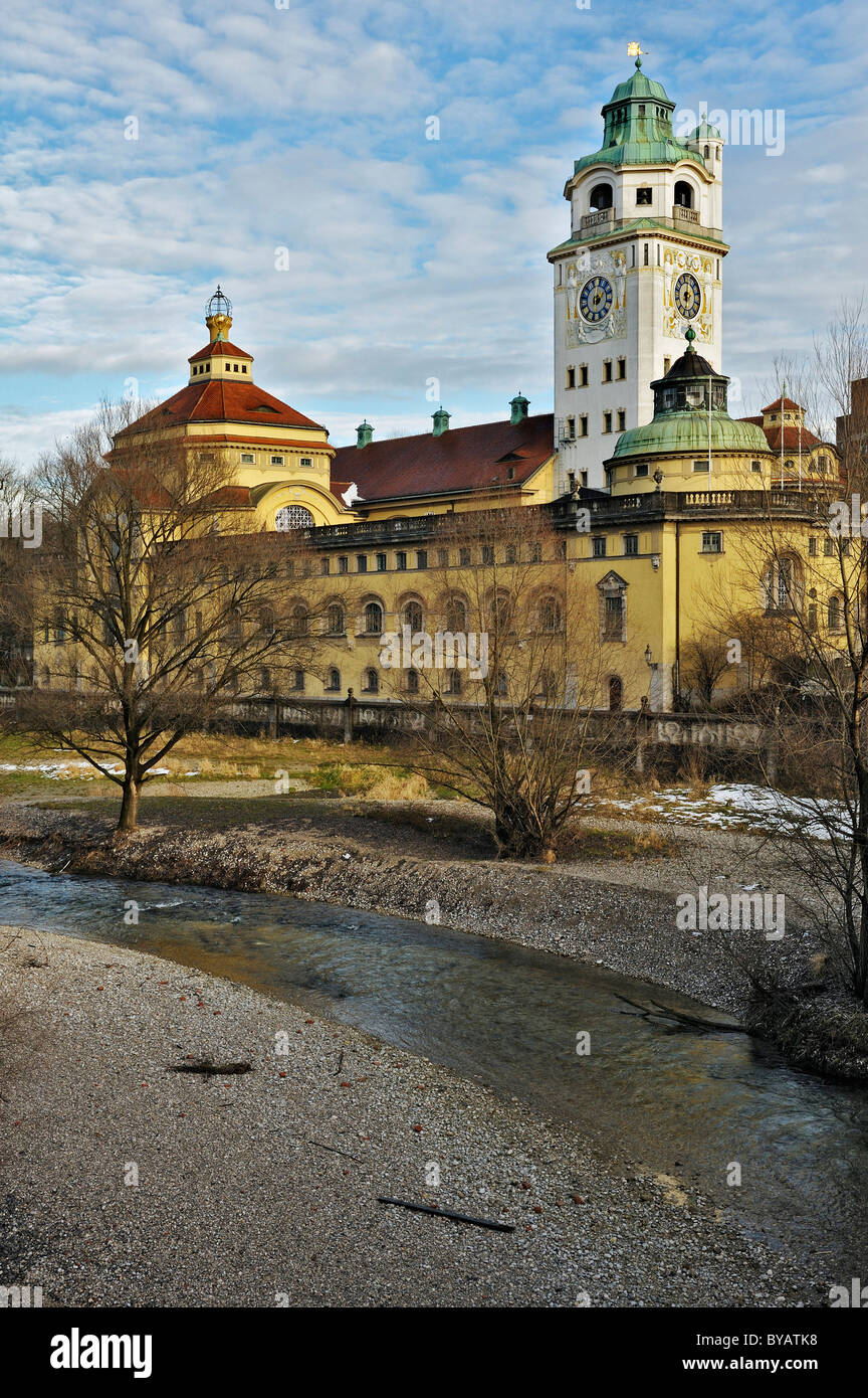 Muellersches Volksbad public swimming pool, Isar river, Munich, Bavaria ...