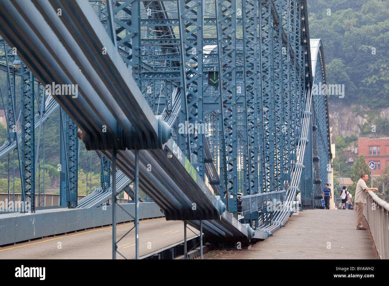 The Smithfield Street Bridge crossing the Monongahela River in ...