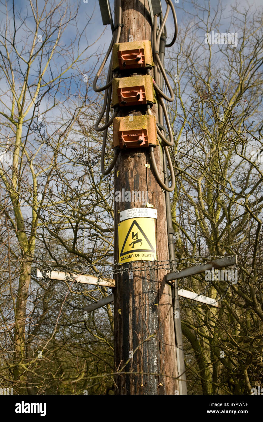 Electricity transmission pole and cables Stock Photo - Alamy