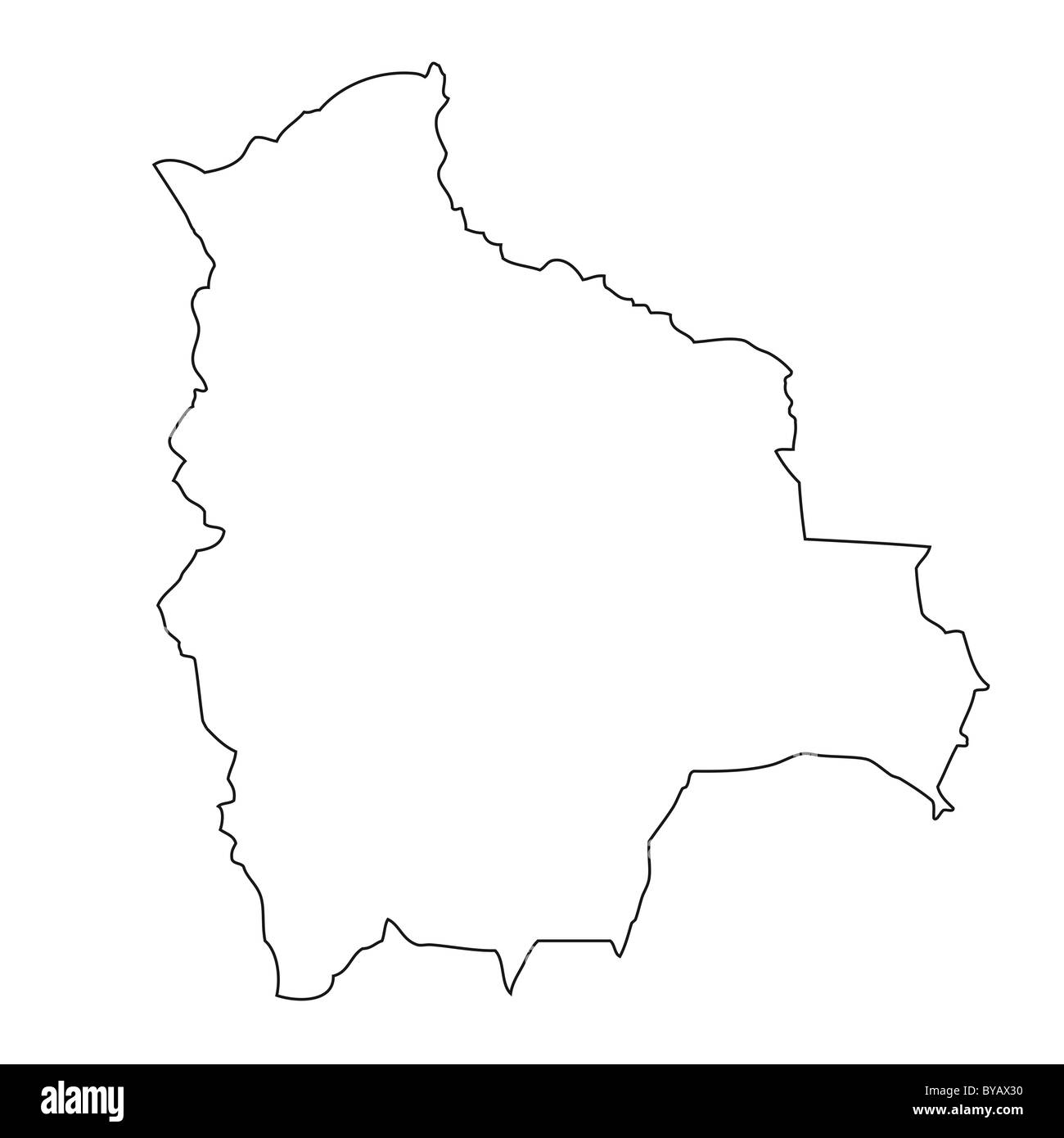 Outline, map of Bolivia Stock Photo - Alamy