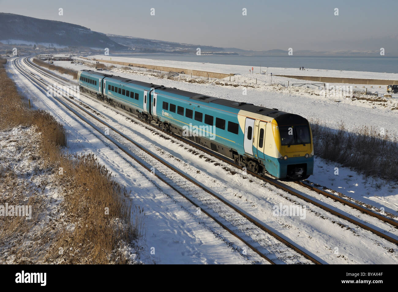 Railway line in winter Stock Photo - Alamy