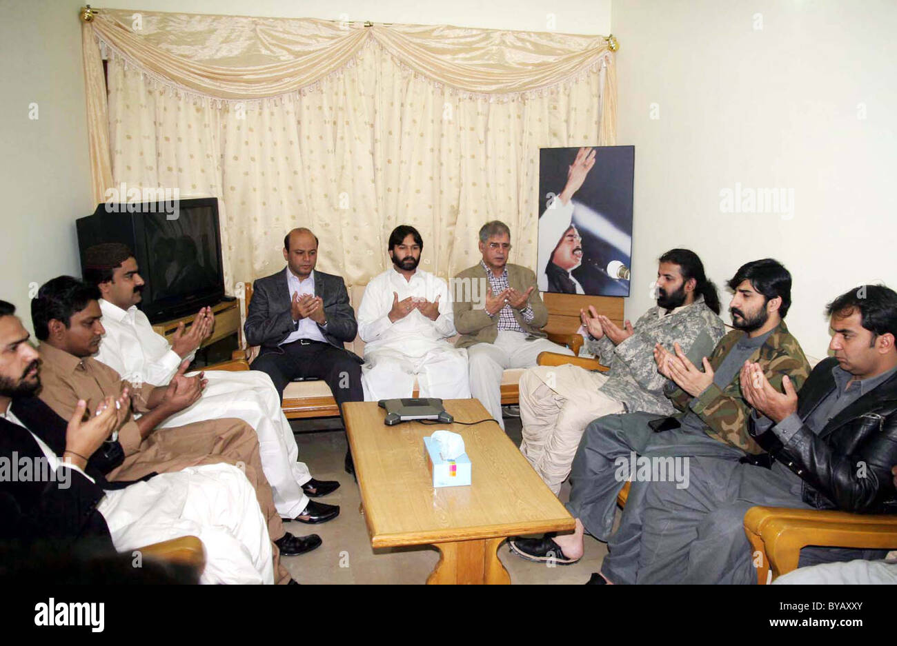 Jamhori Watan Party (JWP) leader, Shah Zain Bugti along with Muttehda ...