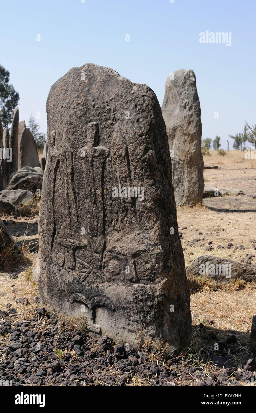 Stone steles with reliefs, UNESCO World Heritage Site, Tiya, southern ...