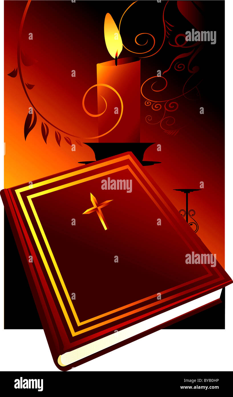 candle and religious book Stock Photo - Alamy