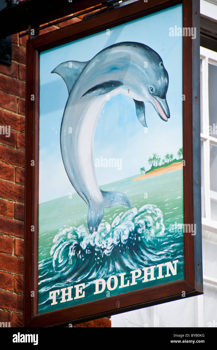 The Dolphin pub sign, Canterbury, UK Stock Photo - Alamy