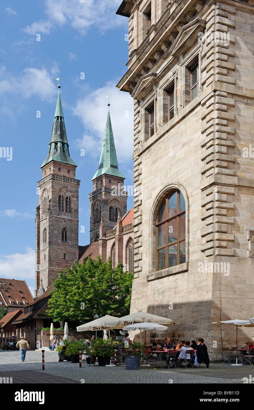 Town hall with the steeples of the Sebalduskirche church of St ...