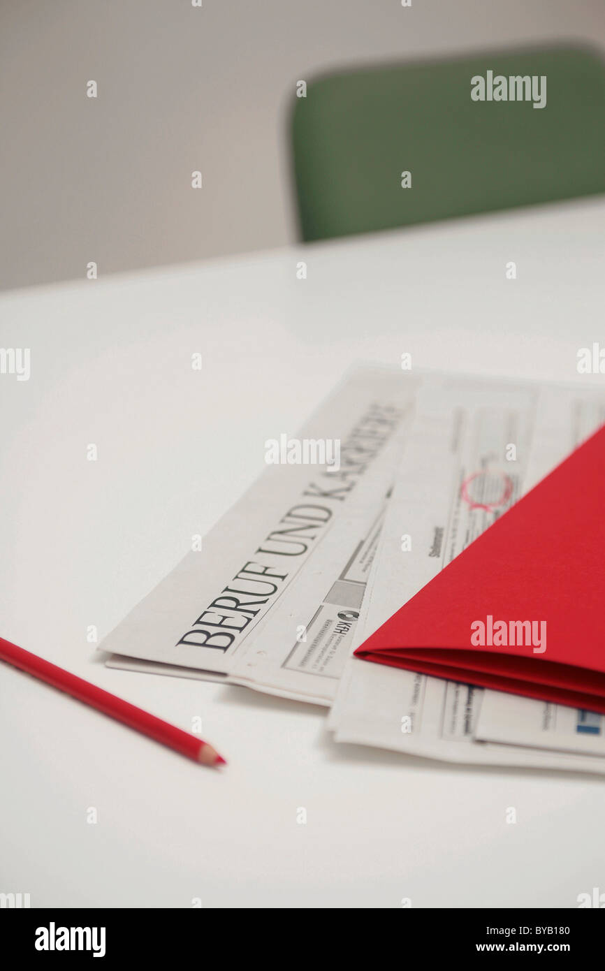 Beruf und Karriere, careers section of a German newspaper with a job ...