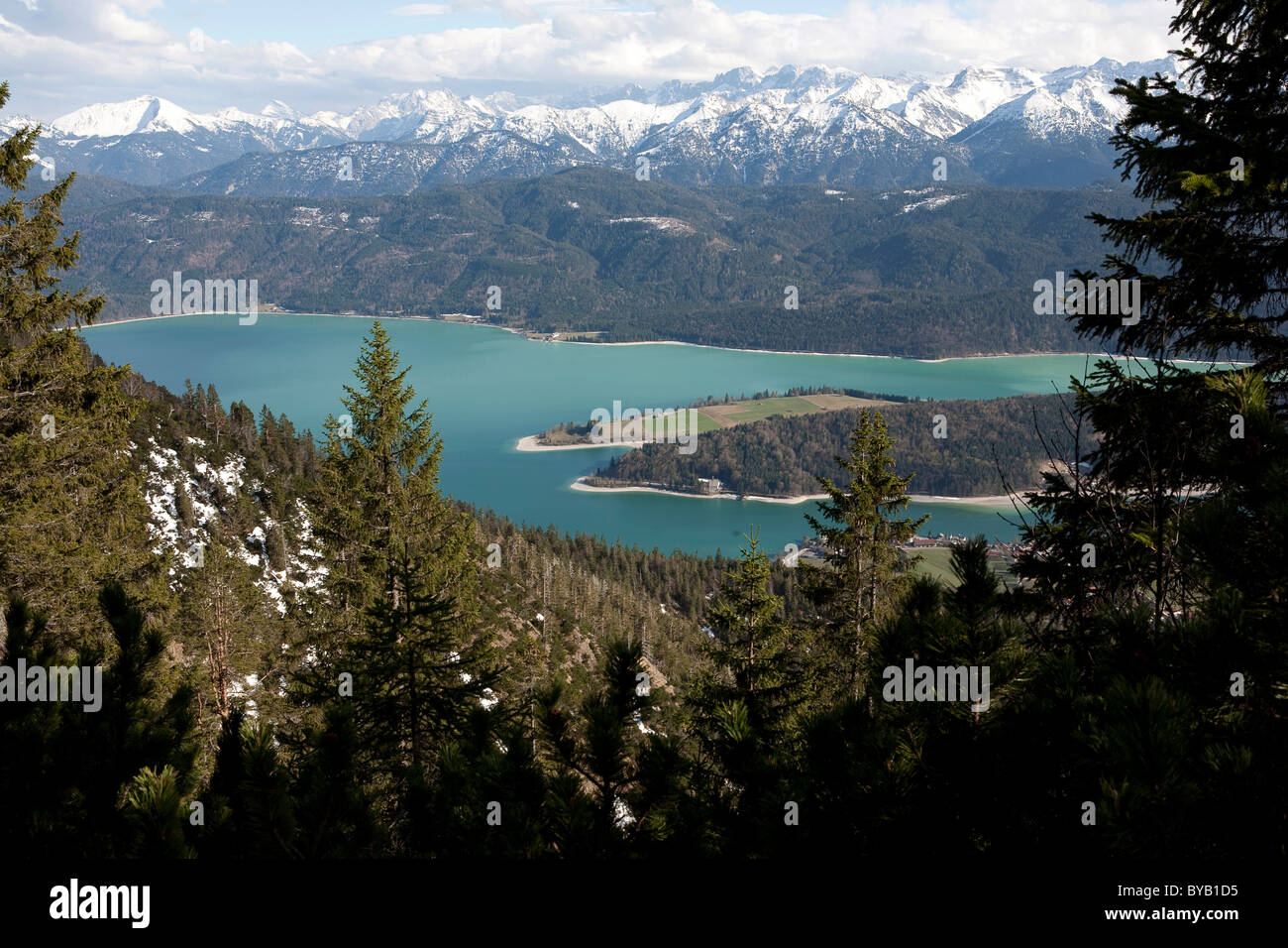 Lake Walchensee, Lake Walchen, as seen from Herzogstand mountain, Upper ...