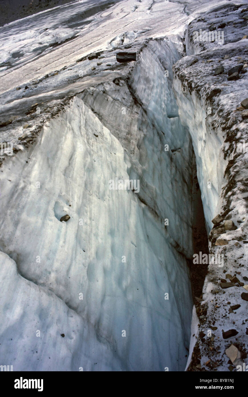 Crevice at Grinnell Glacier in the Glacier National Park, Montana, USA ...
