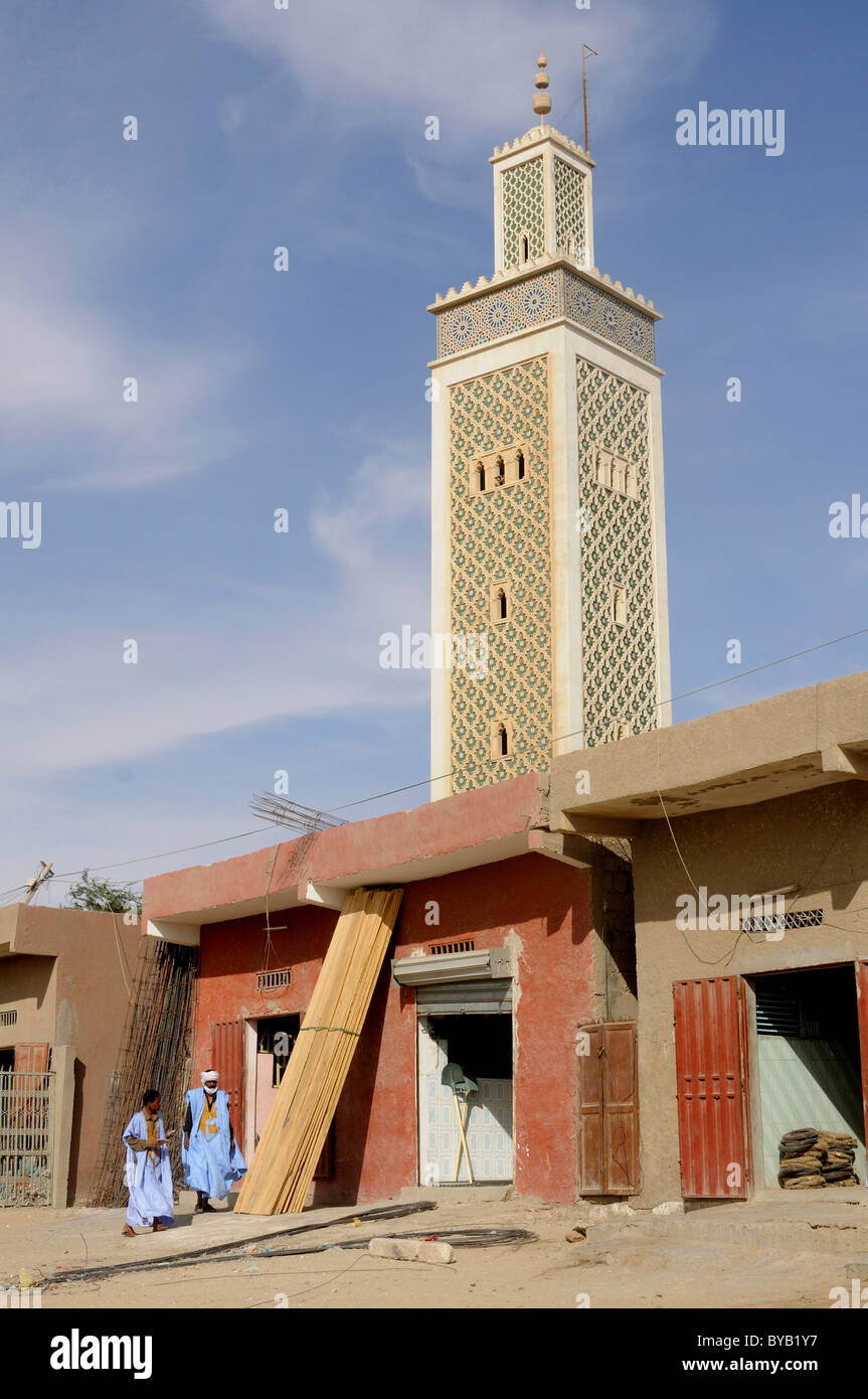The minaret of the mosque of Nouakchott, Mauritania, northwestern ...