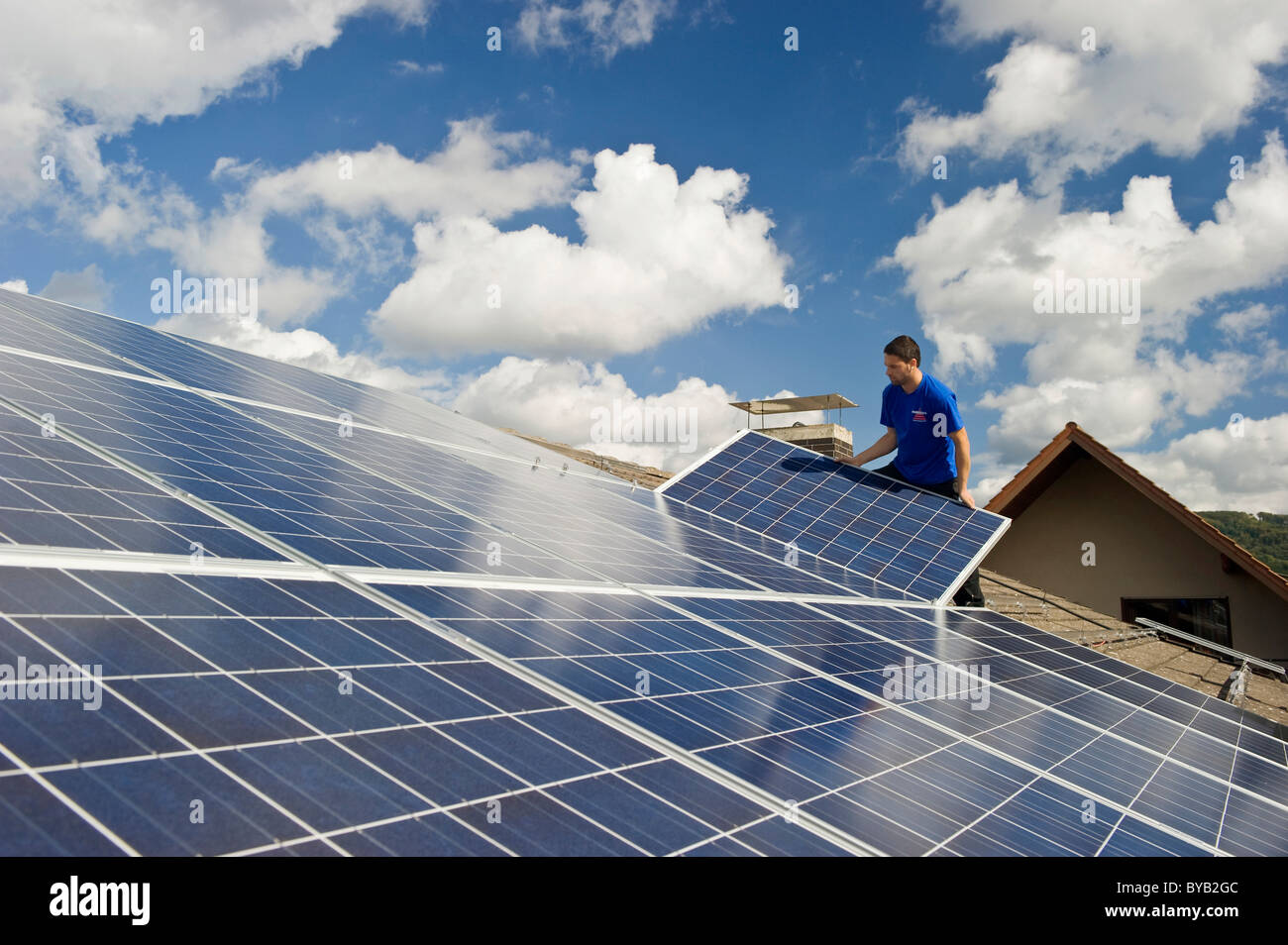 Installation of solar panels near Freiburg im Breisgau, Baden ...