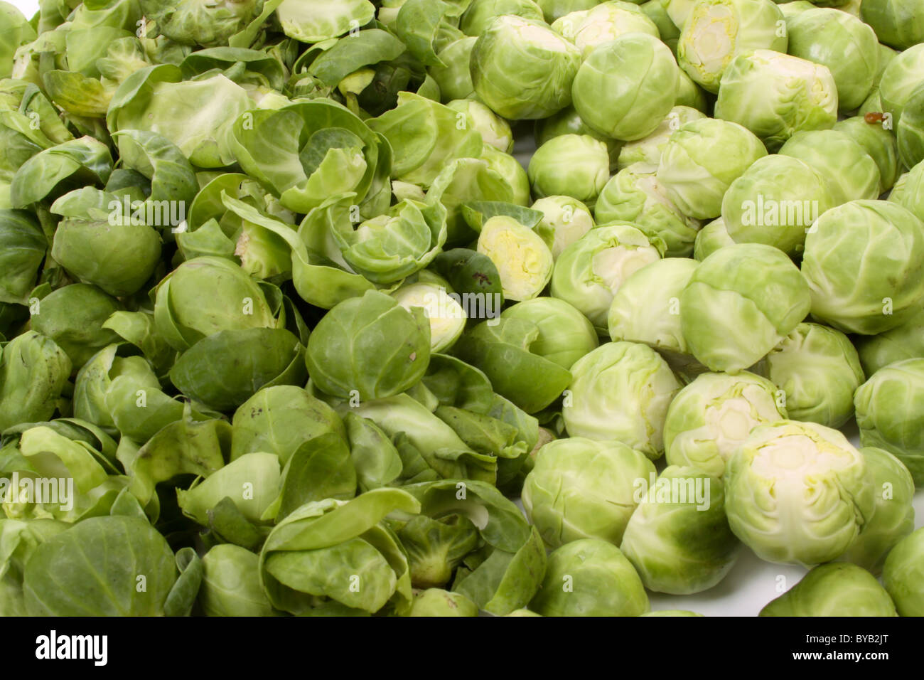 Pealed and unpeeled brussels sprouts Stock Photo - Alamy