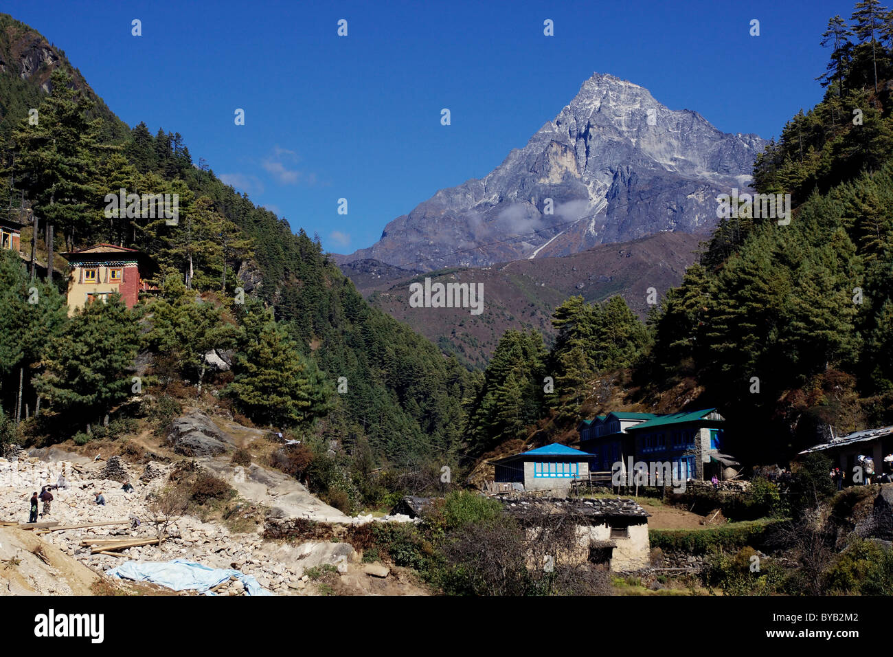 Sacred Mt. Khumbila, Khumbu, Dudh Kosi valley at Monju, Sagarmatha ...
