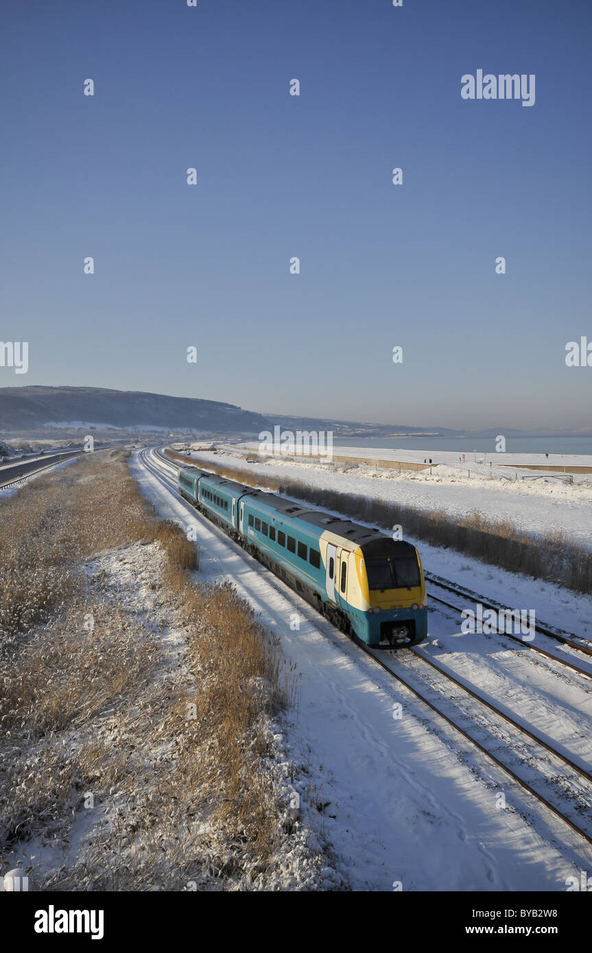 Railway line in winter Stock Photo - Alamy