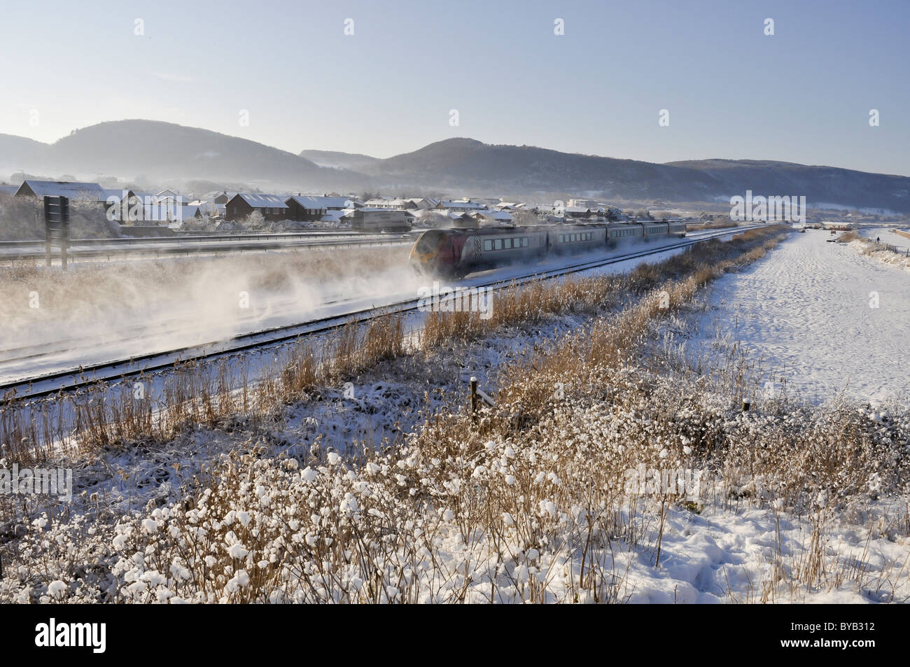 Railway line in winter Stock Photo - Alamy