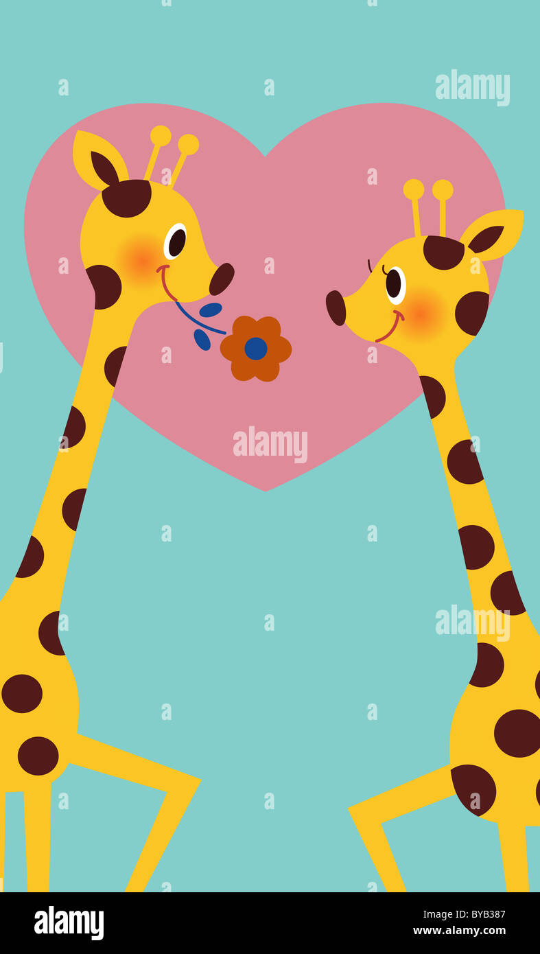 Two Giraffes Making A Heart With Their Necks