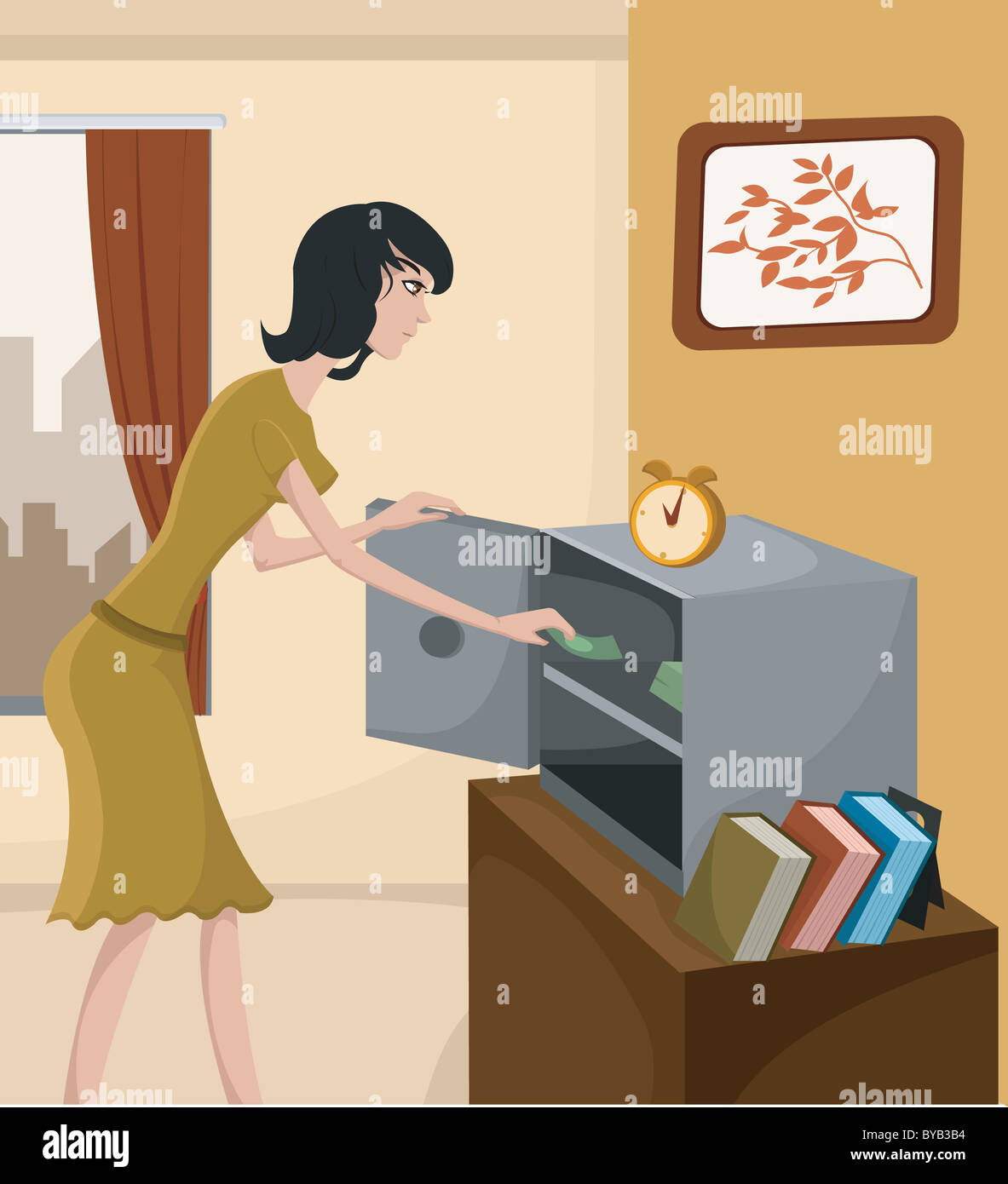 Woman putting clock in hi-res stock photography and images - Alamy