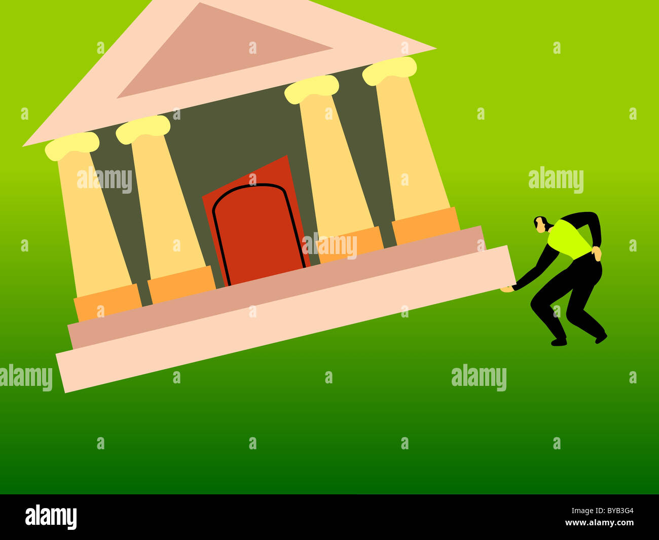 A man holding up a building Stock Photo - Alamy