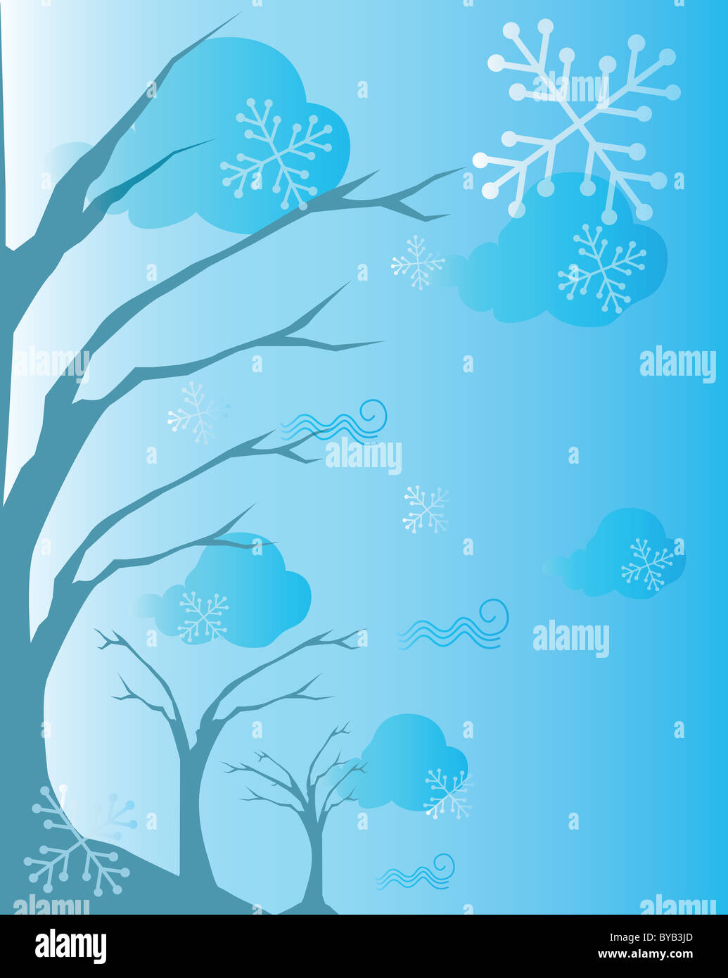 A tree and snowflake background Stock Photo - Alamy