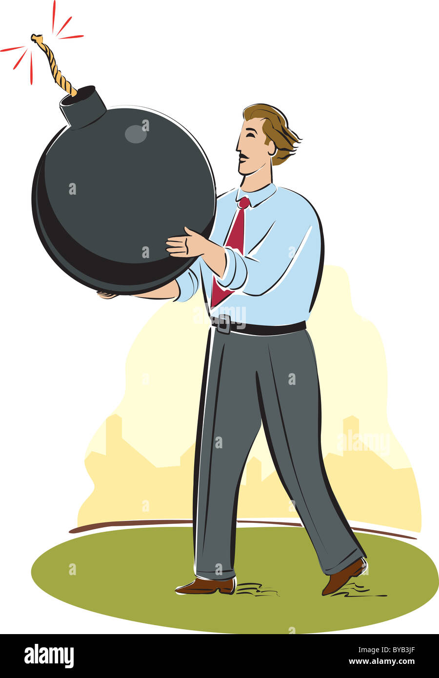 Illustration man holding bomb hi-res stock photography and images - Alamy