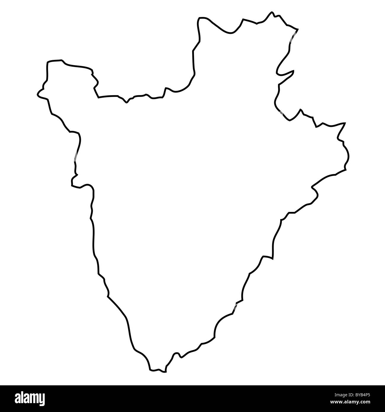 Outline, map of Burundi Stock Photo - Alamy