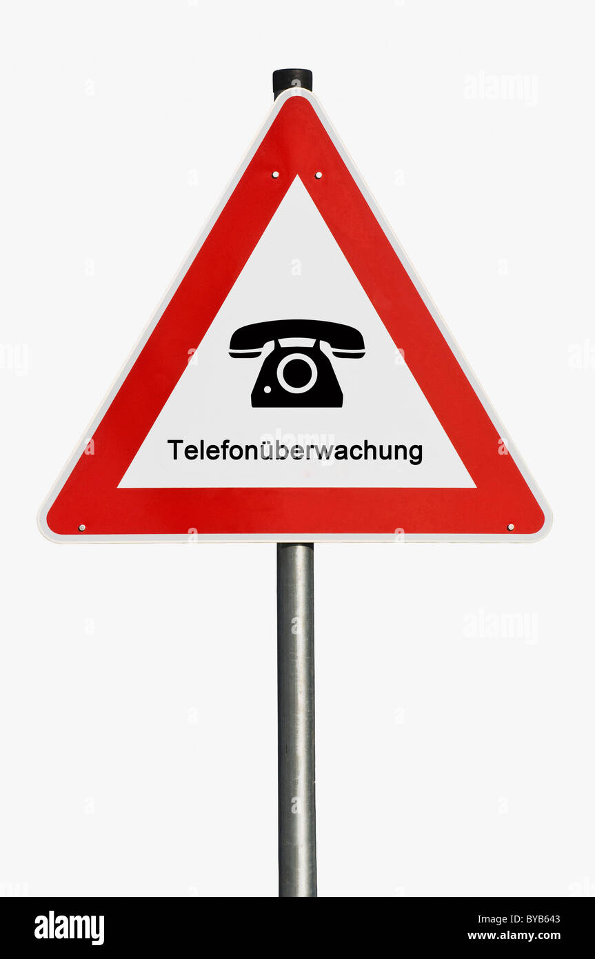 Danger sign, warning sign, telephone, symbolic image for telephone ...