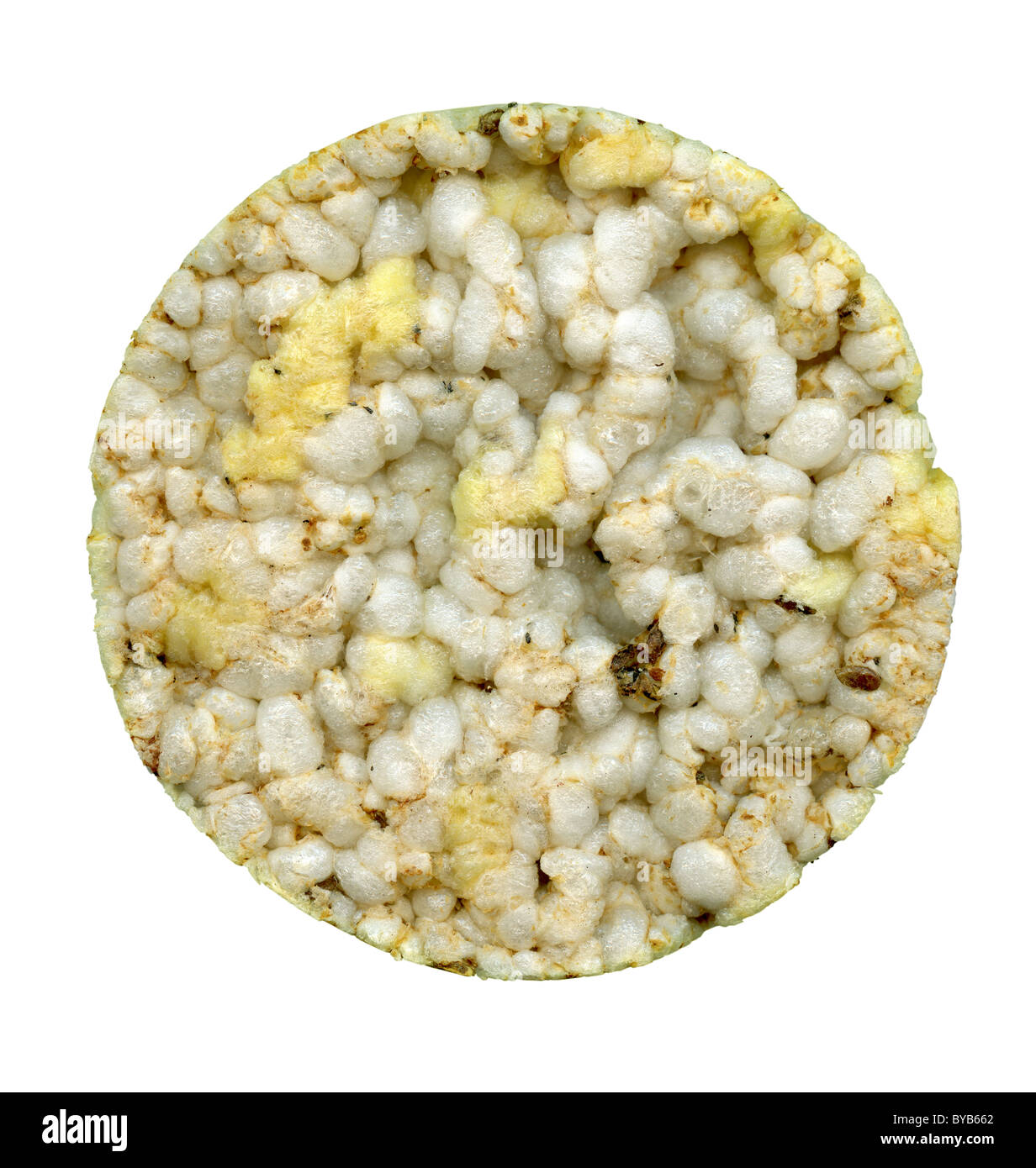 Round puffed rice cake isolated on white background Stock Photo - Alamy