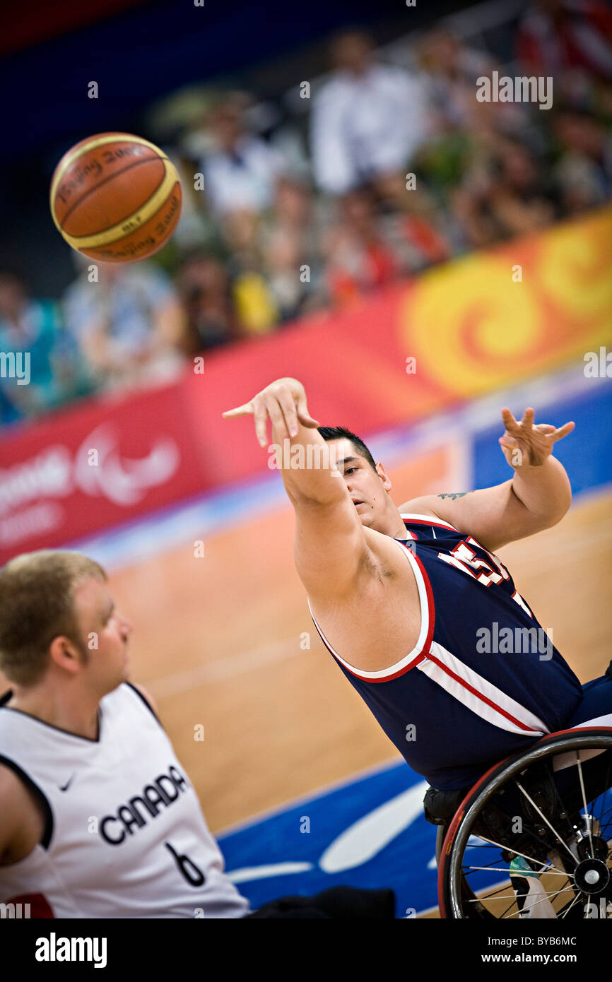 Jaime Mazzi USA takes a shot in the semi-final wheelchair basketball ...