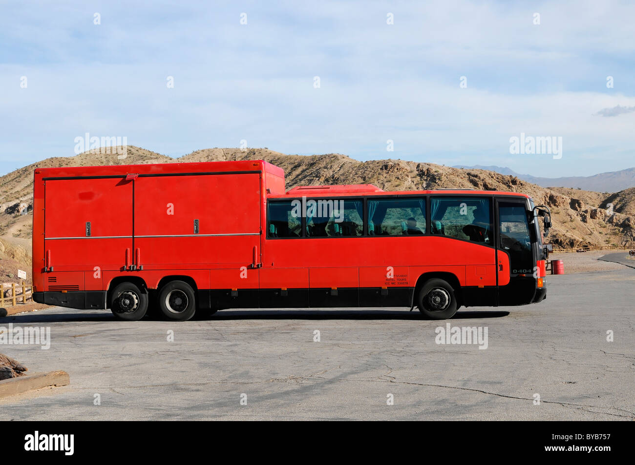 Rotel coach, a bus incorporating a mobile hotel, travelling near ...