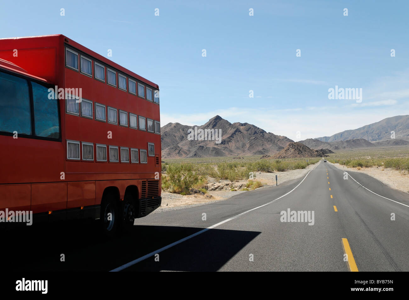 Rotel coach, a bus incorporating a mobile hotel, travelling on Route ...