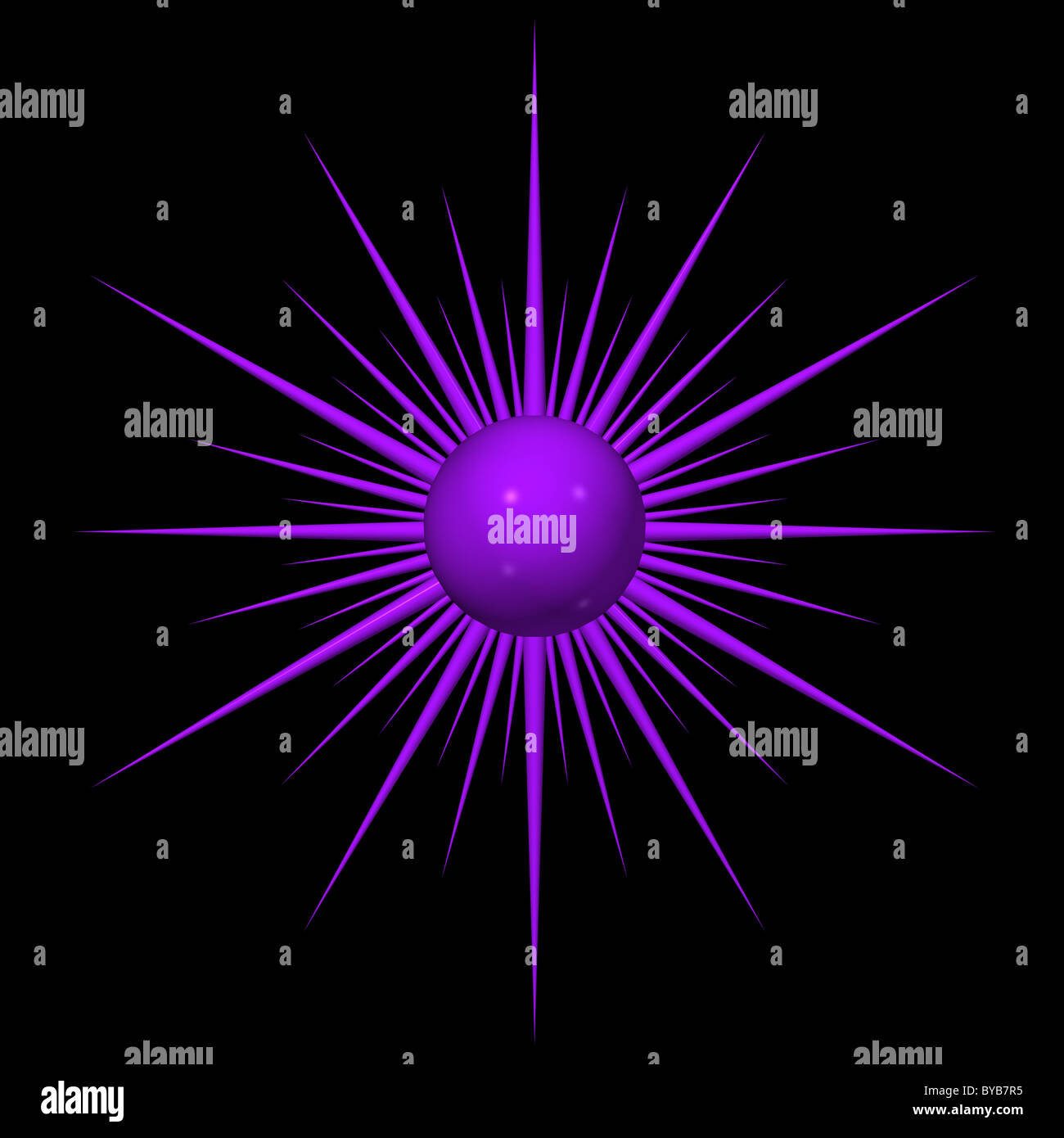 Violet star on a black background, it is isolated, 3d Stock Photo - Alamy