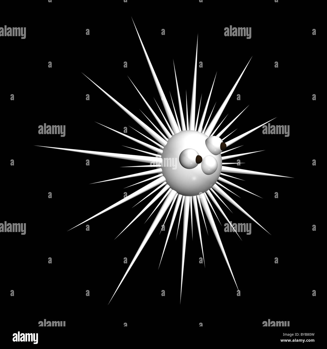 White star with eyes on a black background, it is isolated, 3d Stock ...