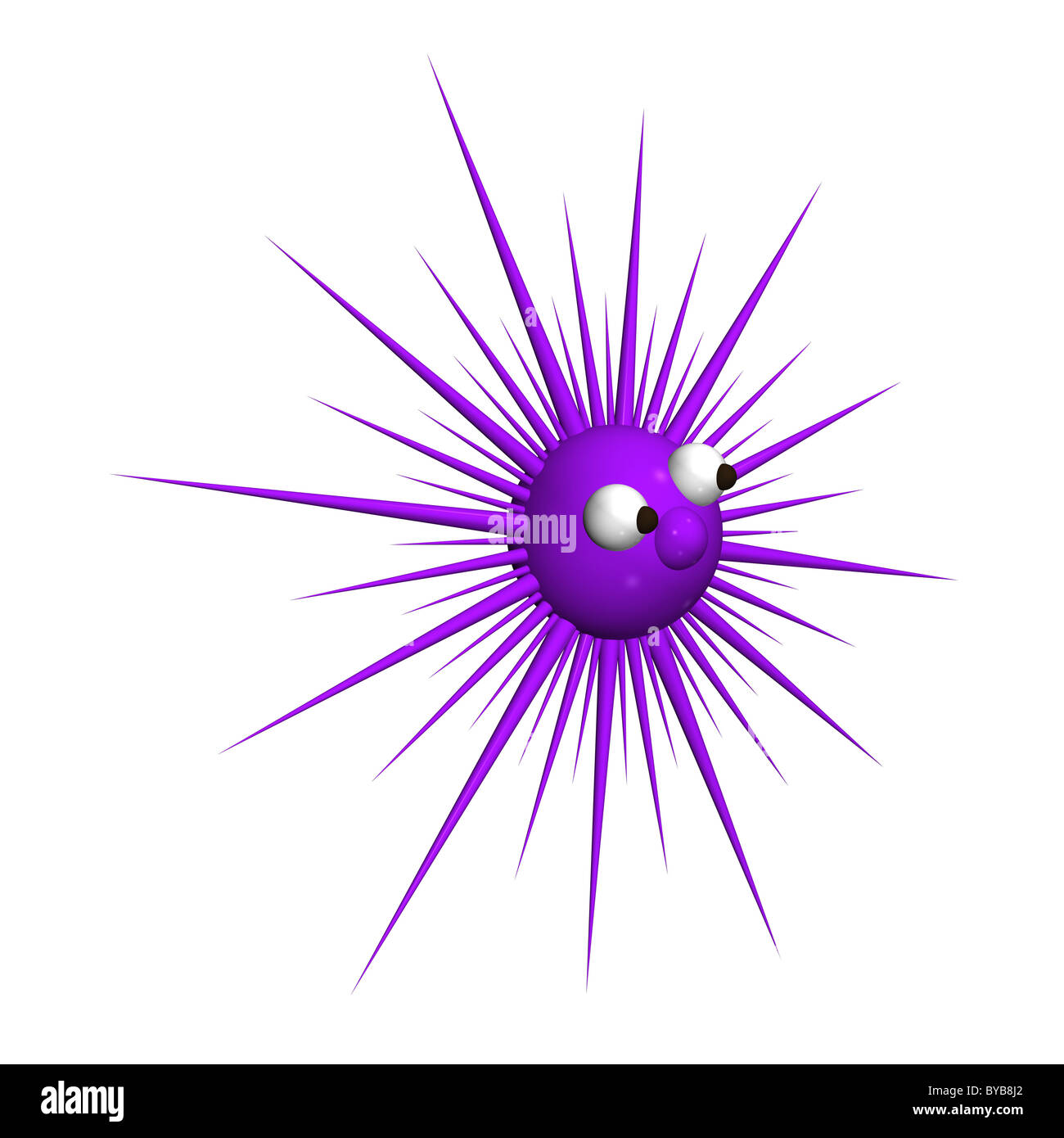 Violet star with eyes on a white background, it is isolated, 3d Stock ...