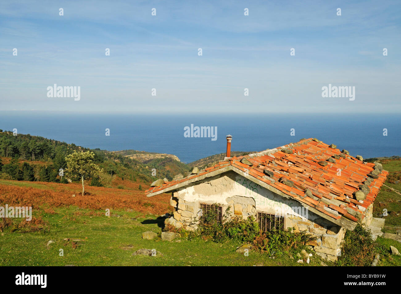 Small old house, cottage, coastal landscape, Mt Jaizkibel, Hondarribia ...