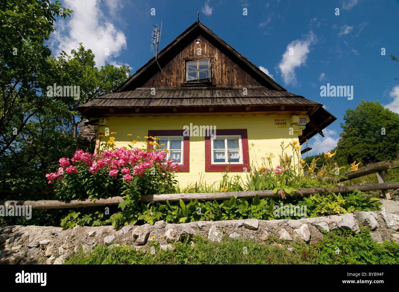 House in the mountain village of Vlkolínec, Unesco World Heritage Site ...