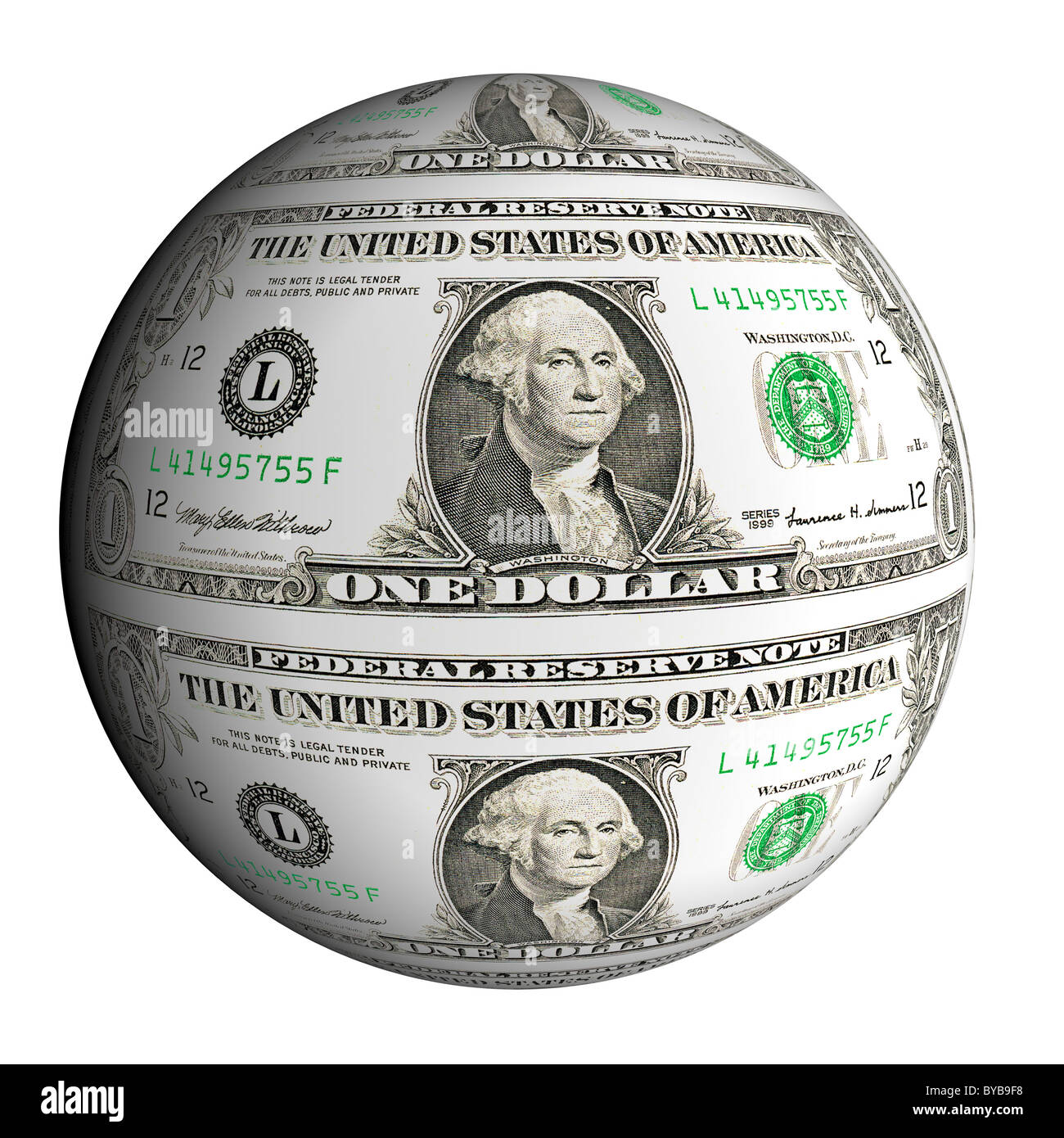 Dollar sphere on a white background Stock Photo - Alamy