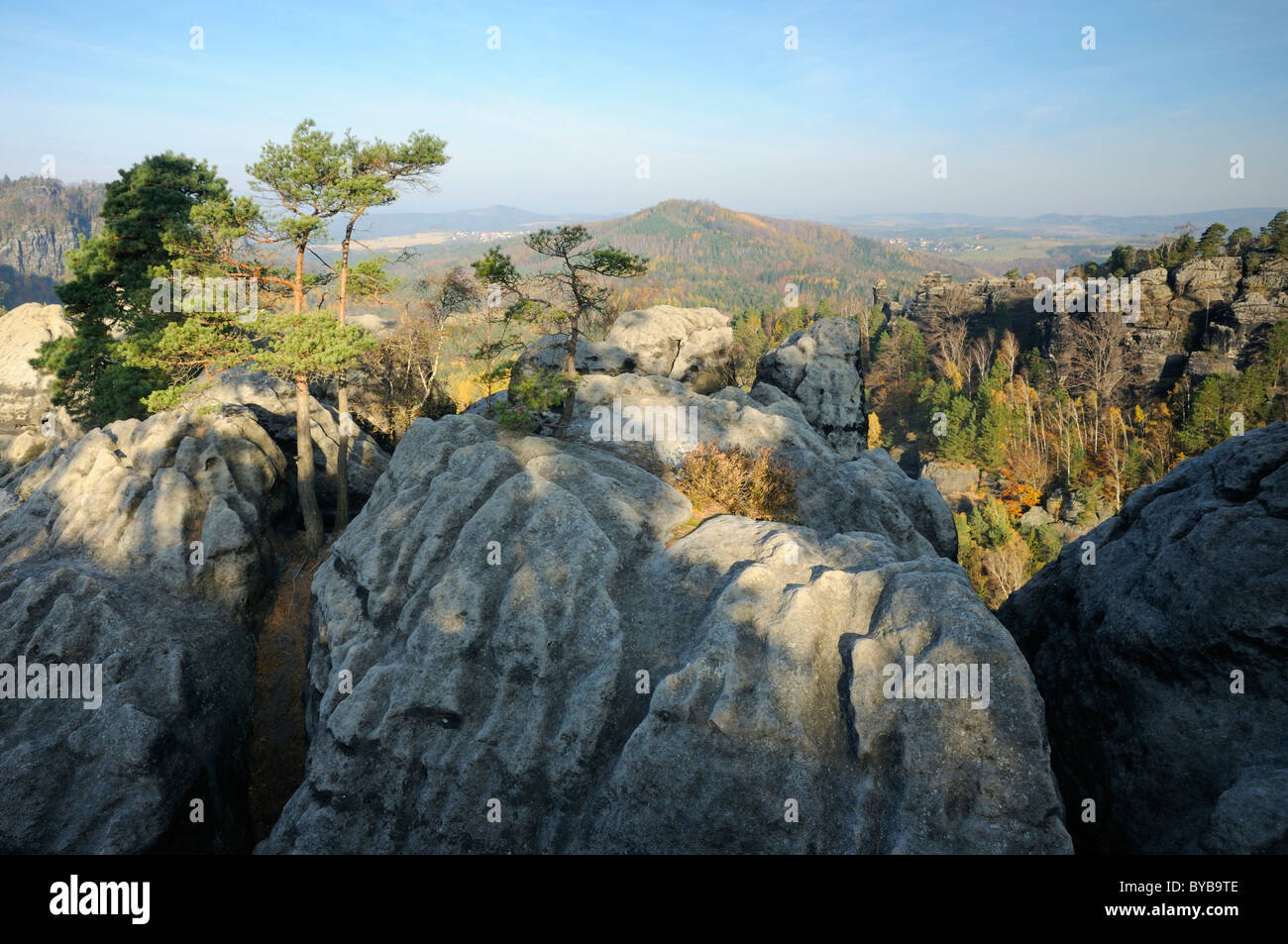 Rock formations in the Saechsische Schweiz, Saxon Switzerland, Elbe ...
