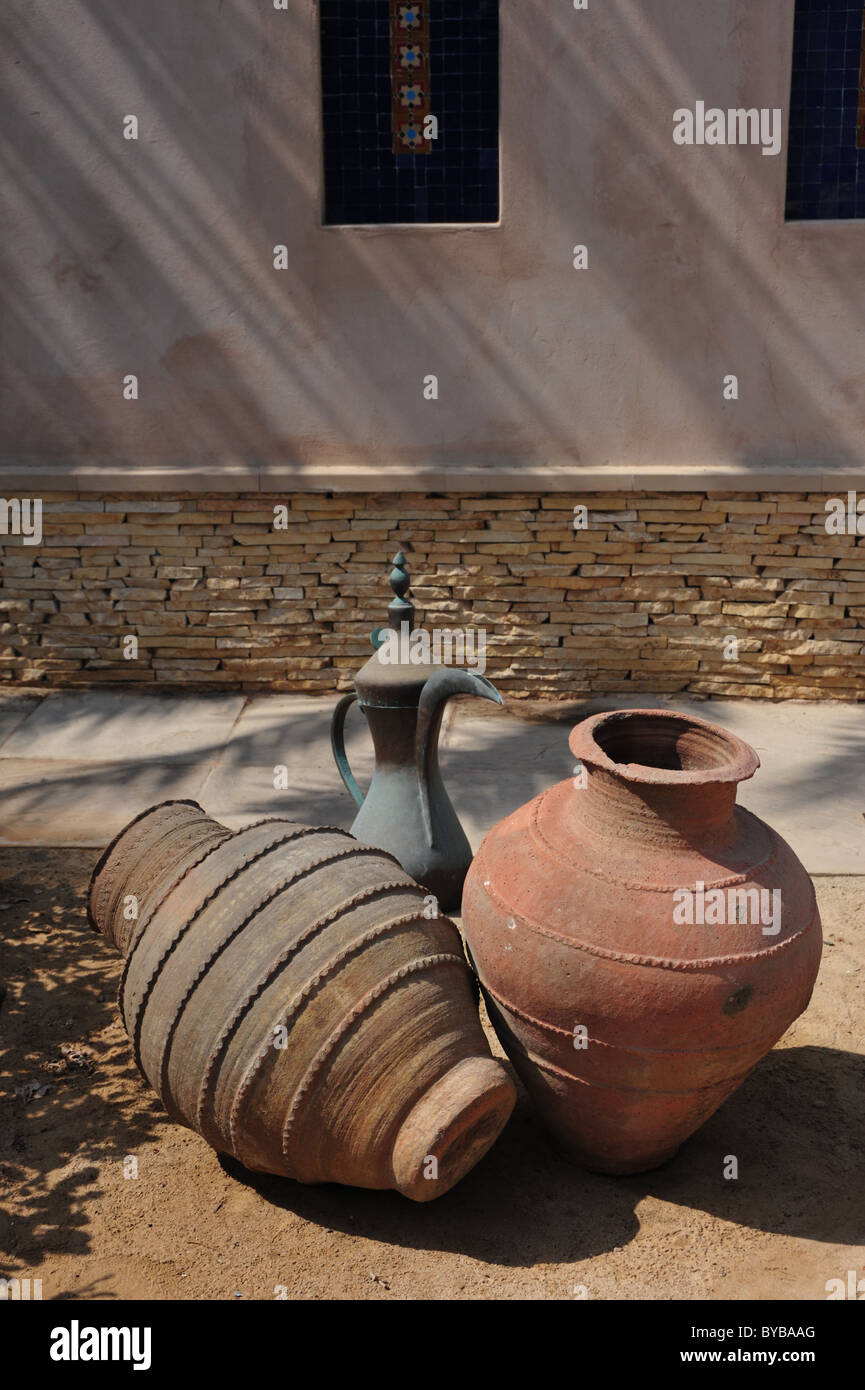 Collection of pots at the Jumeirah Beach Resort, Dubai, UAE Stock Photo ...