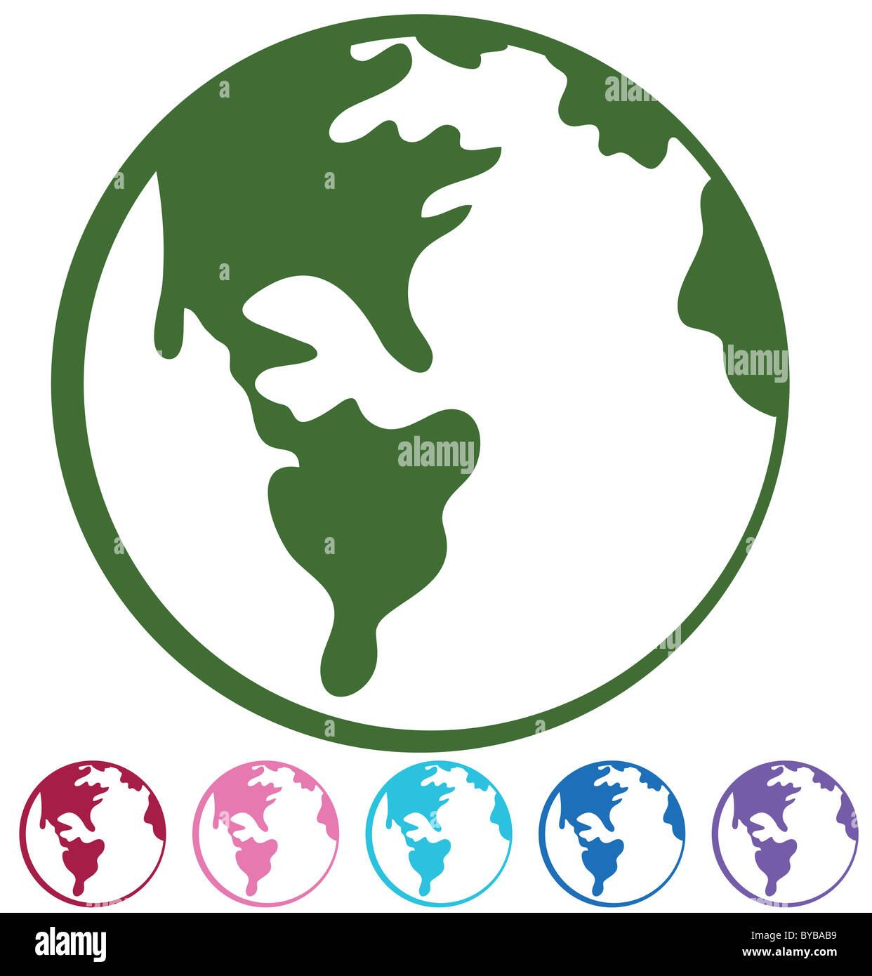 Set of 6 colorful designs of our planet earth Stock Photo - Alamy