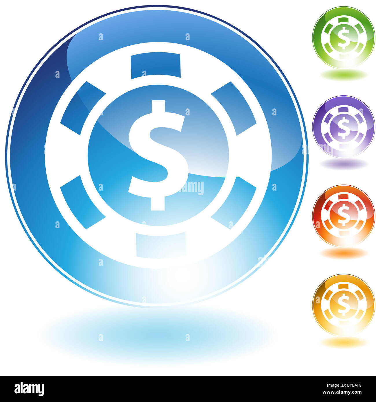 Poker chip crystal set isolated on a white background Stock Photo - Alamy