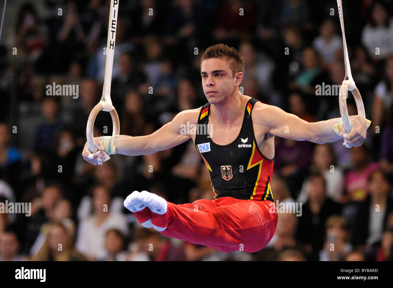 Thomas Taranu, GER, on the rings, EnBW Gymnastics World Cup 2010, 28th ...